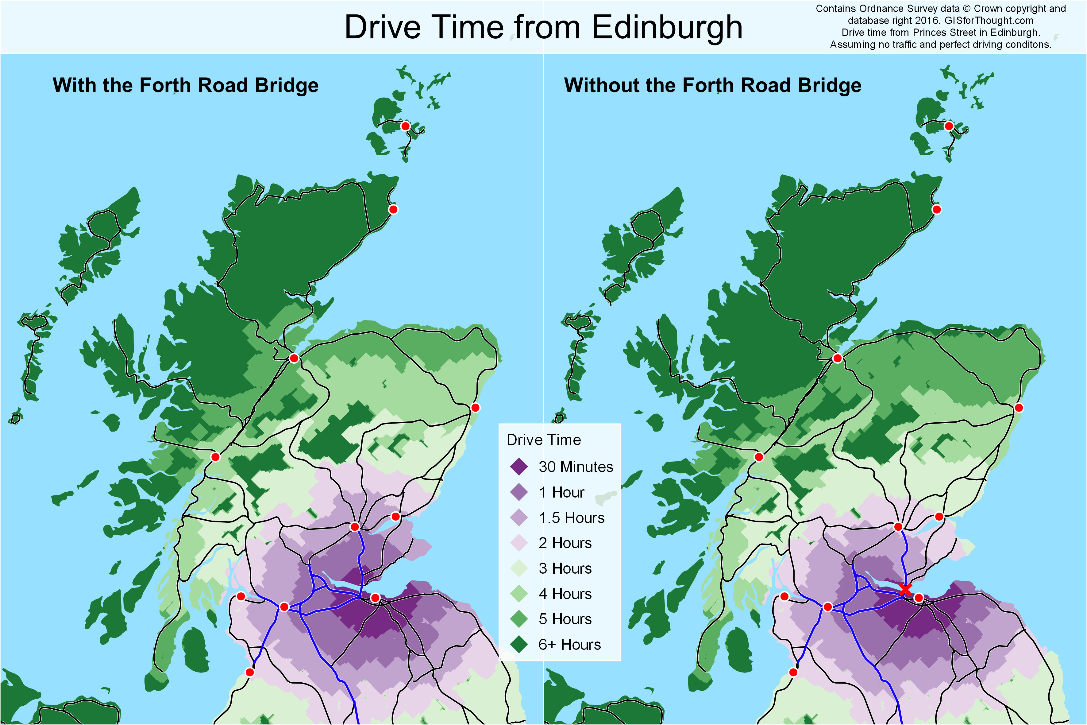 Forth Road Bridge Closure Impact On Drive Times GISforThought Forth Road Bridge Closure Impact On Drive Times GISforThought